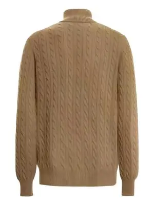 Malo Cable Knit Roll Neck Sweater - Neutrals