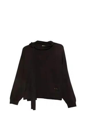 LIU JO LIU JO Tie-Neck Rhinestone Logo Sweatshirt