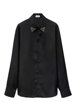 Versace Silk-poplin Regular Shirt - Black