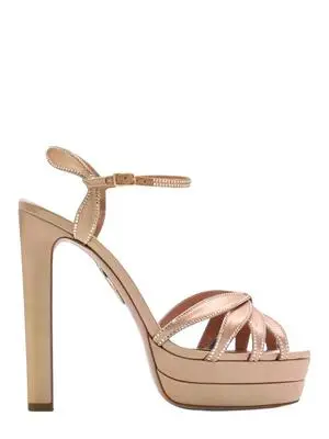 AQUAZZURA Soulmate Crystal Embellished Platform Sandals - Neutrals