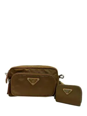 Prada Re Nylon Crossbody Bag With Detachable Pouch - Brown