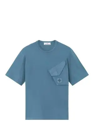 Stone Island 2100008 Organic-cotton Jersey Regular-fit T-shirt With Chest Pocket - Blue