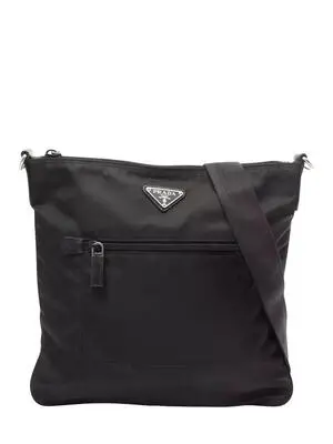 Prada Tessuto Zip Top Crossbody Bag - Black