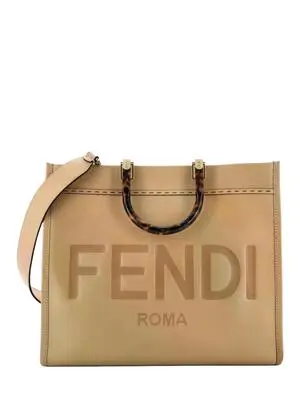 Fendi FENDI Sunshine Shopper Leather Medium Tote Bag Neutrals