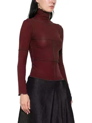 BASERANGE Baserange Exposed Seam Ribbed Knit High Neck Top