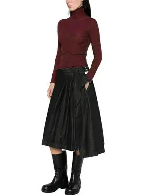 BASERANGE Ribbed Knit High Neck Top - Red