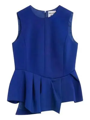 SEMICOUTURE Sleeveless Peplum Hem Top - Blue