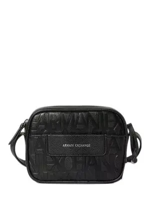 Armani Exchange Logo Embossed Shoulder Bag - Black