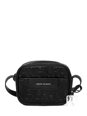 Armani Exchange Logo Embossed Shoulder Bag - Black