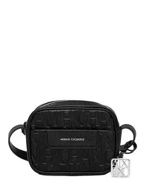 Armani Exchange Logo Embossed Shoulder Bag - Black