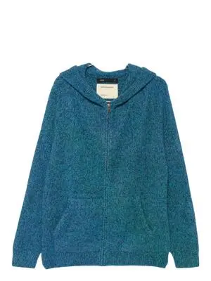 Frenckenberger Zip-up Knit Cardigan With Hood - Blue