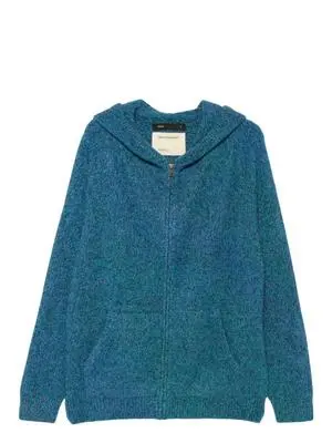 Frenckenberger Zip-up Knit Cardigan With Hood - Blue