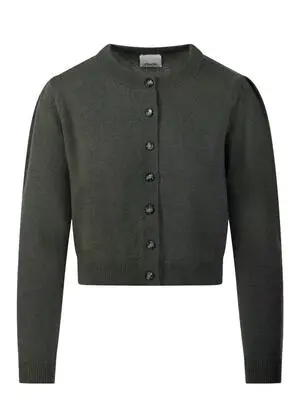 ALLUDE Button-up Cardigan With Puff Sleeves - Green