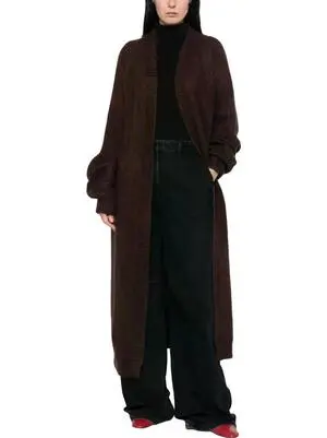 Frenckenberger Ribbed Knit Open-front Cardigan - Brown