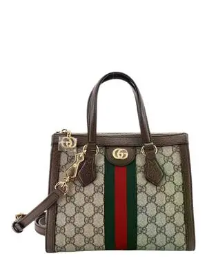 Gucci Gucci Ophidia Top Handle GG Coated Canvas Small Tote Bag Brown