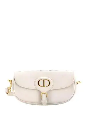 Dior Bobby Flap Bag Leather East West Crossbody Bag - White
