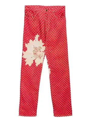 Gianfranco Ferre 1990s Polka-dot Floral Print Trousers - Red