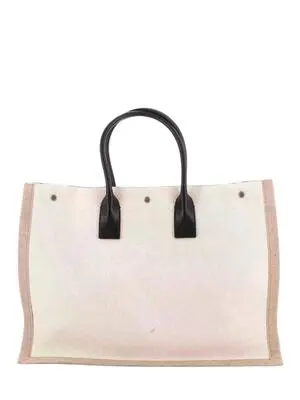 Saint Laurent Saint Laurent Rive Gauche Canvas Large Tote Bag Neutrals