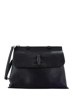Gucci Gucci Bamboo Daily Top Handle Bag Leather Medium Satchel Black