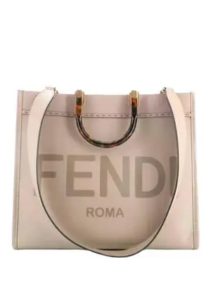 Fendi Fendi Sunshine Shopper Medium Leather Tote Bag Neutrals