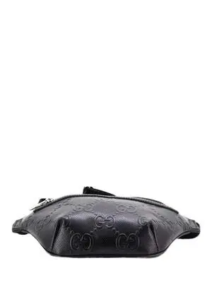 Gucci Gg Embossed Perforated Leather Belt Bag - Black