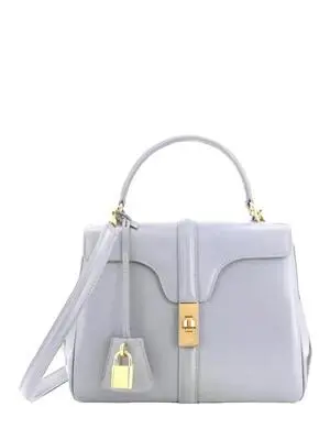 Celine 16 Top Handle Bag In Smooth Calfskin - Blue