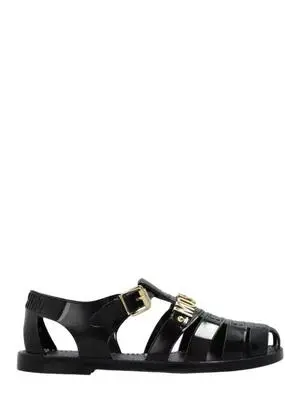 Moschino Plaque Sandals - Black