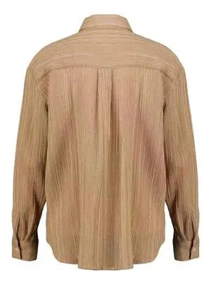 120% Lino Long-sleeve Shirt With Vertical Stripes - Brown