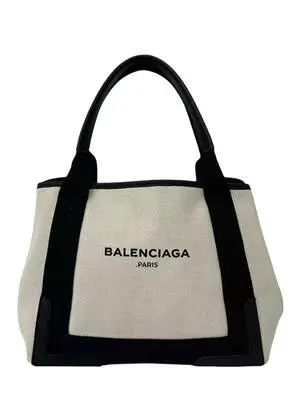Balenciaga Balenciaga Navy Cabas S Canvas Tote Bag White
