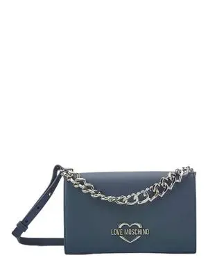 Moschino Love Moschino Logo Plaque Heart-Chain Crossbody Bag Blue