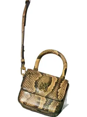 Amiri Nano Ma Snakeskin-effect Logo Plaque Mini Bag - Brown