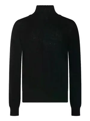 Rick Owens Rick Owens Ribbed Knit Roll Neck Sweater Black