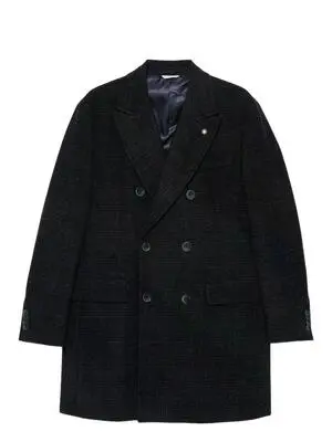 MANUEL RITZ Double-breasted Check Coat - Blue