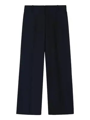 TOD'S Wool Gabardine Cropped Flare Pants - Blue
