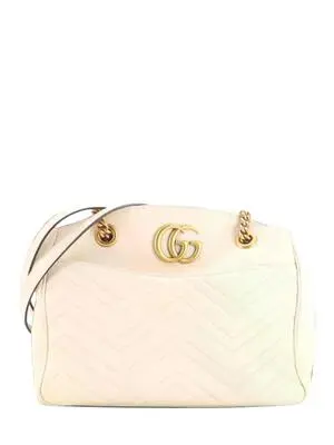 Gucci Gg Marmont Matelassé Leather Chain Shoulder Bag - Neutrals