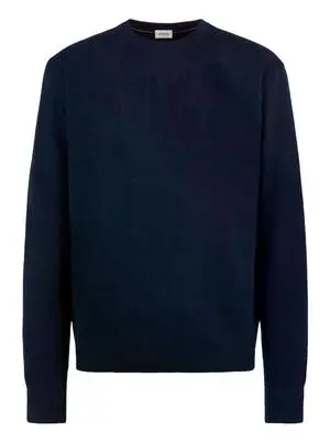 TOD'S Cashmere Pullover With Suede Shoulder Ribbing And Monogram Detail - Blue