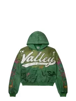 VALE FOREVER Graphic-print Distressed Hoodie - Green