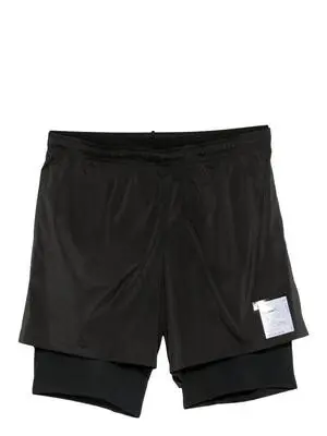 Satisfy Layered Logo-print Shorts - Black
