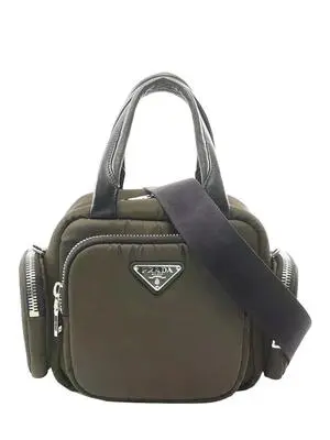 Prada Tessuto Pocket Top Handle Satchel - Brown