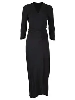 PETER COHEN Peter Cohen Wrap Dress In Navy Blue Satin Finish