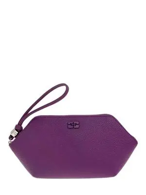 GANNI GANNI Logo Plaque Textured Wristlet