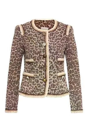 MAISON COMMON Leo Animal-print Tweed Jacket - Brown