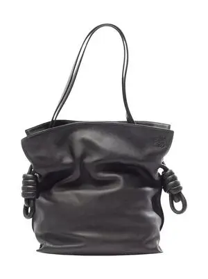 Loewe Flamenco Knot Leather Tote Bag - Black