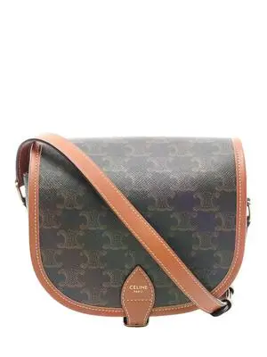Celine Medium Triomphe Coated Canvas Folco Crossbody Bag - Brown