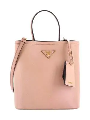 Prada PRADA Saffiano Leather Medium Bucket Bag Neutrals