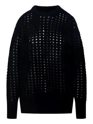 NUDE Open-knit Crew-neck Sweater - Blue