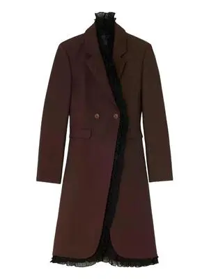 GANNI Long Wool Blazer - Brown