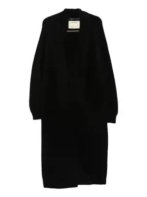 Frenckenberger Ribbed-knit Long-line Cardigan - Black