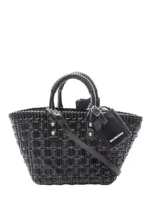 Balenciaga Woven Bistro Basket Tote Bag - Black