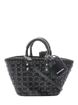 Balenciaga Woven Bistro Basket Tote Bag - Black